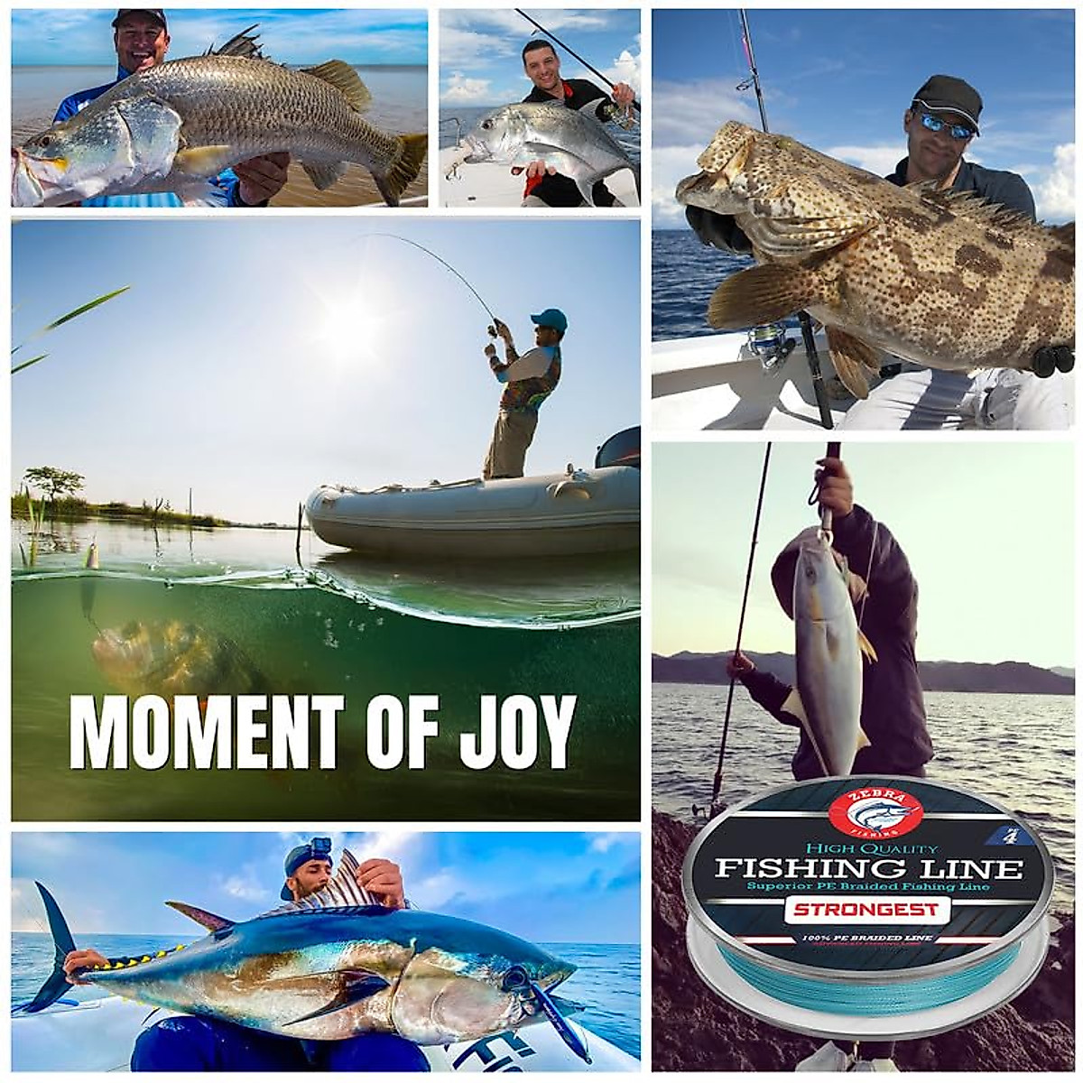 Zebra Fishing Superior Braided Fishing Line -Abrasion Resistant Ultra-Sensitive Super Tensile Strength Maximum Casting Distance Braided Lines – Thin Diameter – Zero Stretch – 4 Strand PE Superline