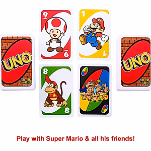 Mattel Games UNO Super Mario Card Game Animated Character Themed Collector Deck 112 Cards with Character Images, for Kids Ages 7 Years Old & Up