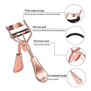 Uranian Beauty Eyelash Curler Comb Eyelash Curlers with 2 Silicone Refill Pads Premium Lash Curler Makeup Tool for Women and Girls