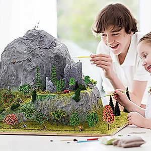 28 Pcs Model Miniature Trees Diorama Supplies Mini Palm Trees Model Scenery Supplies Miniature Garden Accessories with 1.4 Ounce Faux Green Moss Decor for DIY Projects Landscape Fairy(Mixed Trees)