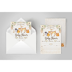 Your Main Event Prints Woodland Baby Shower Invitations, Fox Baby Shower, Boy Baby Shower, Deer Baby Shower, Little Fox, 20 Fill in Invitations and Envelopes