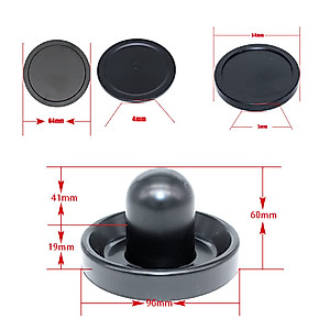 BQSPT Air Hockey Pucks and Paddles,Air Hockey Pushers and Pucks,Goal Handles Paddles Replacement Accessories for Game Tables (4 Striker 96mm with Pads, 8 Pucks 64mm Thick and Thin)