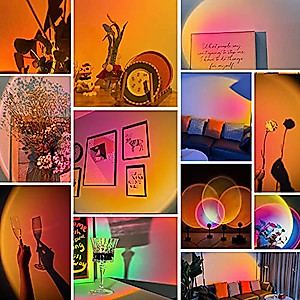 Flanney Sunset Lamp Projection 16 Colors Light 360 Degree Remote Control Brightness Adjustable Rainbow Sunset Sun 12 Effect for Photo Video Bedrooms Vlog Home Party