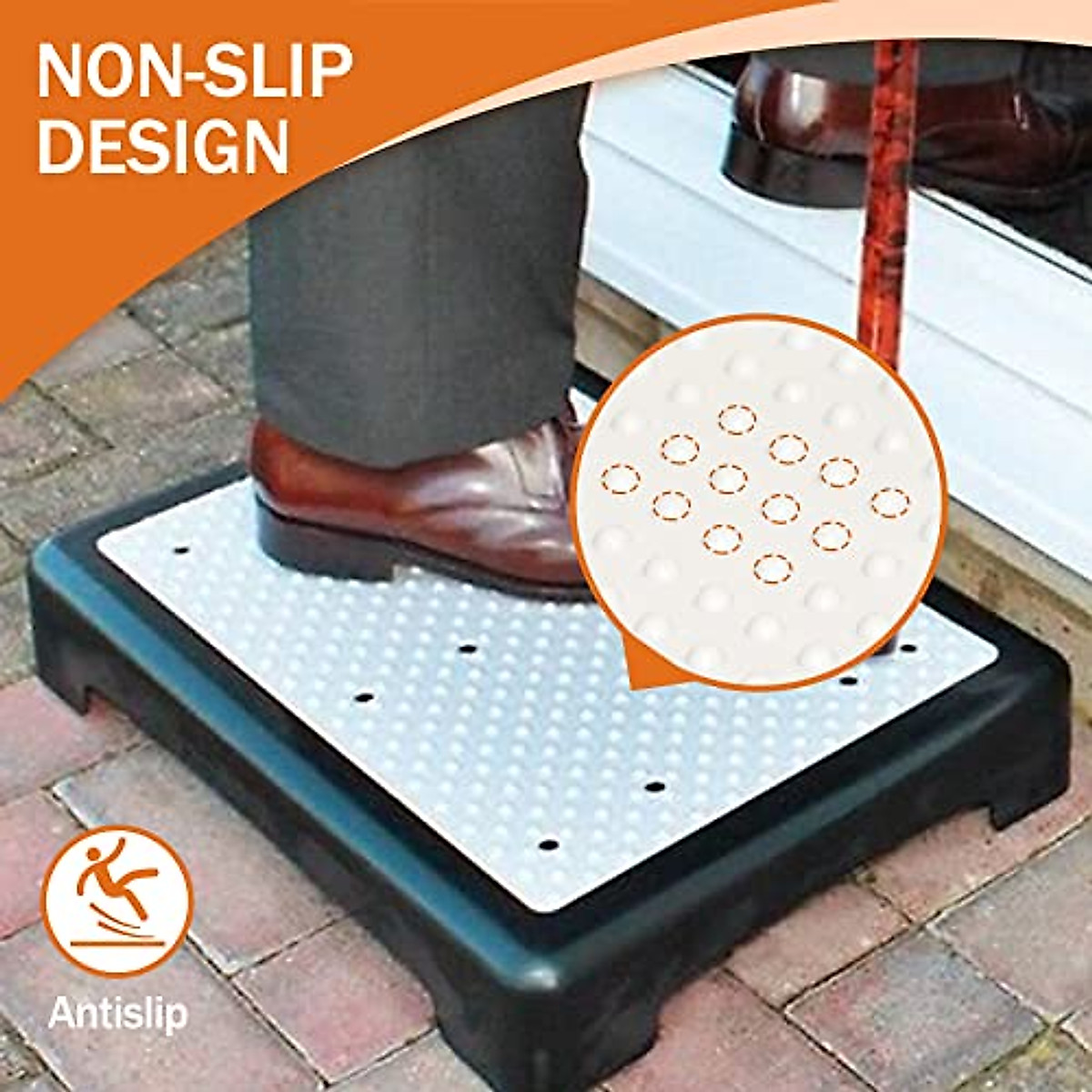 Half Step Stool, Heavy Duty Step Platform with Non-Slip Surface 440 Lbs Load Capacity, Mobility Step Stools for Adults & Elderly Seniors Indoor and Outdoor Use, Medium Size