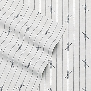 Eddie Bauer - Twin Sheets, Cotton Percale Bedding Set, Crisp & Cool Home Decor, Dorm Room Essentials (Downstream, Twin)