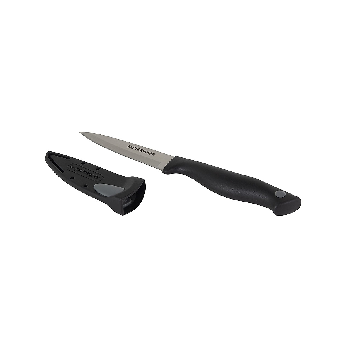Farberware Edgekeeper 3.5-Inch Paring Knife with Self-Sharpening Blade Cover, High Carbon-Stainless Steel Kitchen Knife with Ergonomic Handle, Razor-Sharp Knife, Black