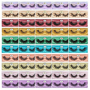 FARRED Wholesale Faux Mink Lashes Bulk 50 Boxes 10 Styles Eyelashes Volume Lashes 10 Portable Individual Boxes 10-20mm Mixed Natural Look Lash 3D False Eyelashes