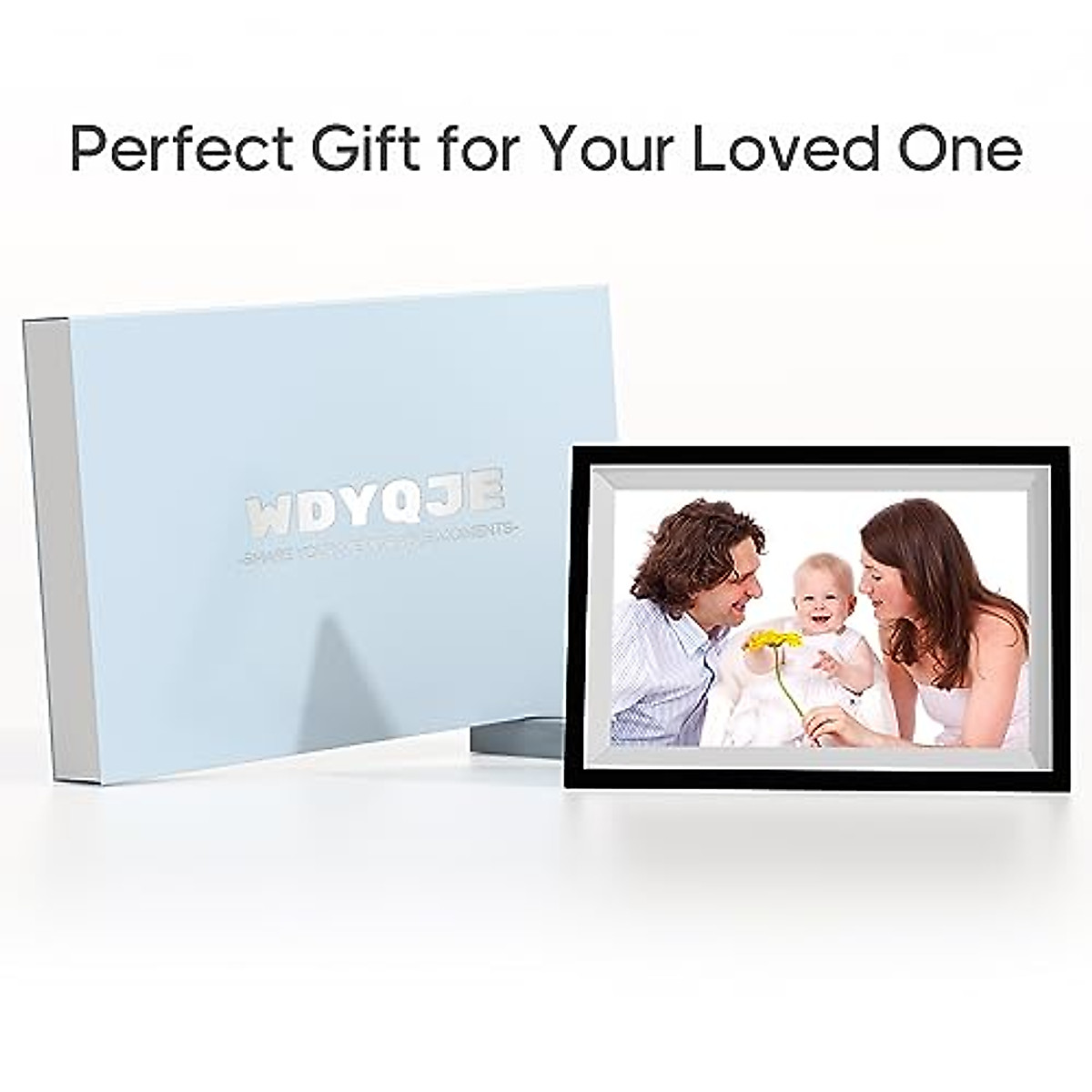WDYQJE Digital Picture Frame WiFi 10.1 Inch, IPS Touch Screen Smart Cloud Electronic Picture Frame with 64GB Large Storage for Smoother Media Playback, Easy Setup to Share Photos/Videos via Frameo APP