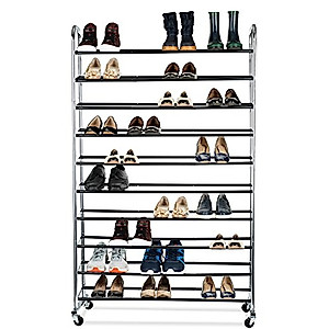 Shoe Organizer - Chrome Shoe Storage Supreme 50 Pair Shoe Rack Closet Shoe Organizer