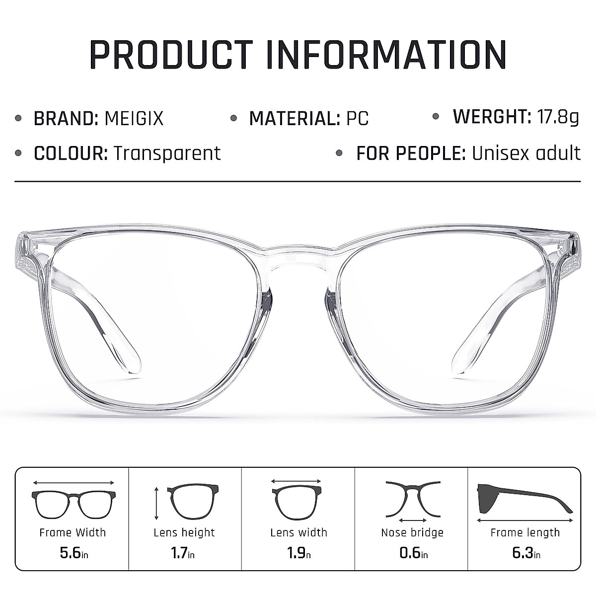 Stylish Safety Glasses, Clear Anti-Fog Anti-Scratch Protective Glasses For Men And Women (Clear)