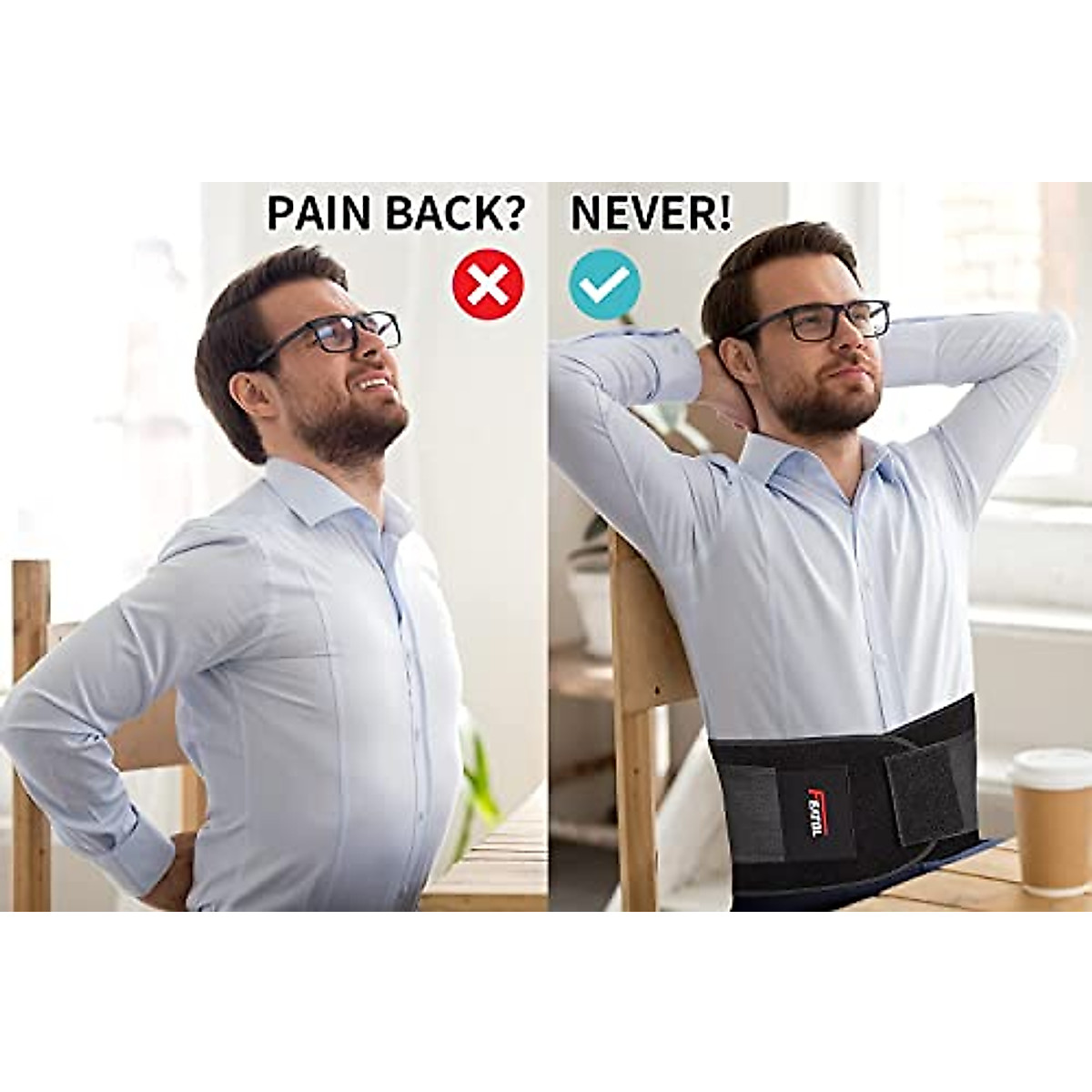 Back Brace for Lower Back Pain by FEATOL, Breathable Back Support Belt for Women & Men with Lumbar Pad, Lumbar Support Belt for Heavy Lifting & Work, Sciatica, Scoliosis 3XL (Waist Size:54''-63'')