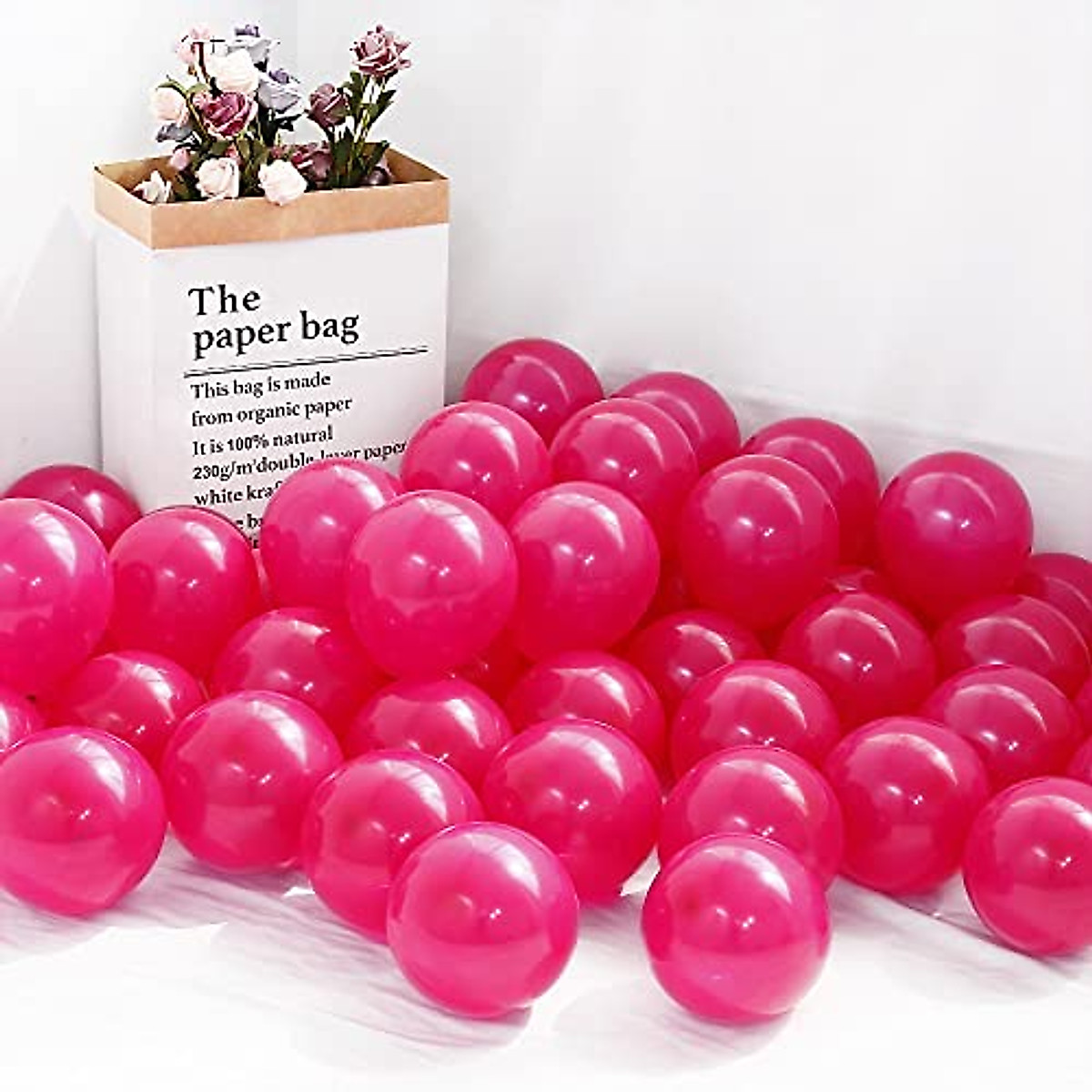 Pink Balloon Garland Arch Kit, 132PCS Hot Light Rose Pink Balloons with Heart Shape for Barbie Princess Theme Birthday Girl's Party Decorations Supplies Bridal Shower Baby shower Engagement Bachelorette Wedding Decor Backdrop(Pink)