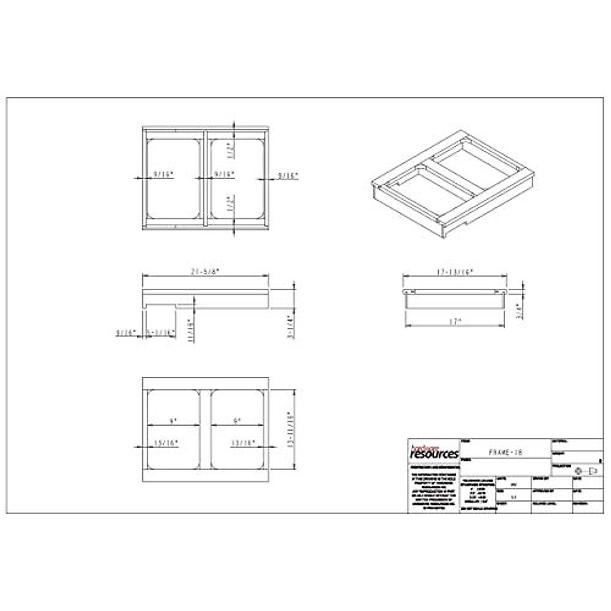 Hardware Resources Pull Out Trash Container System - Top-Mount Garbage Basket Sliders with Mounting Rings - White Birch Wood Face Frame Cabinet, Soft Close Extension - Capacity: 100lbs, 18" Double Can
