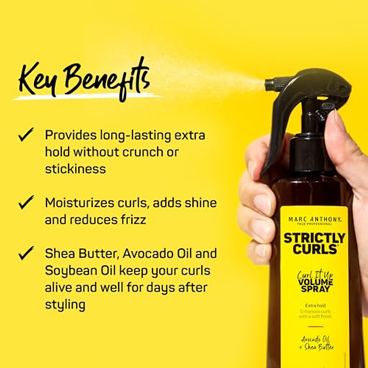 Marc Anthony Curl It Up Volume Boost Spray, Extra Hold, Strictly Curls - Avocado Oil & Shea Butter Enhances with a Soft Finish Paraben-Free, Sulfate-Free, Phthalate-Free