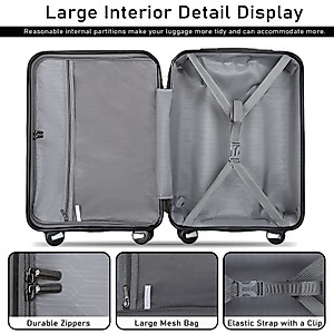 Somago 3 Pieces Luggage Set(14/20/24) PP Lightweight 4 Double 360 Degrees Mute Spinner Wheels Suitcase with TSA Lock & YKK Zipper (Classic Black)