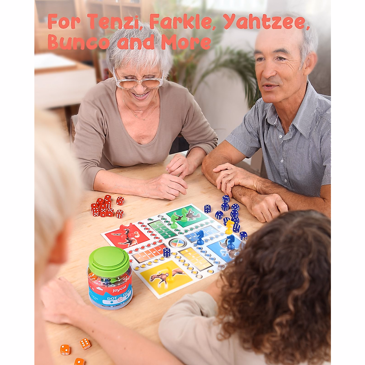 JoyCat 16mm 6 Sided Dice Set Standard Game Dice Kids for Board Games Dice Games Math Dice for Classroom with Storage Bucket (100, Opaque)