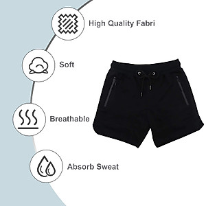 PIDOGYM Men's 5" Gym Workout Shorts,Fitted Jogging Short Pants for Bodybuilding Running Training with Zipper Pockets Black