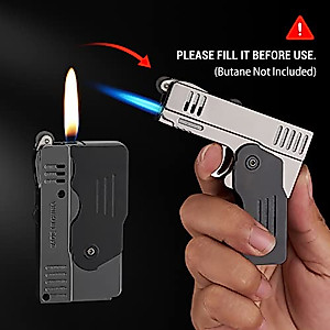 Morisk Torch Lighter Switchable Soft / Jet Flame, Butane Pipe Lighter Refillable with Lockable Function, Cool Foldable Lighters Unique Gift for Men(Butane Not Included)
