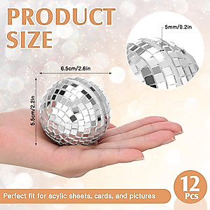 Engrowtic Disco Ball Place Card Holders Silver Table Number Holder for Photo Name Card Stands Disco Centerpiece Decor for Holiday Wedding Party Birthday Table Display Menu, 2 Inch(12 Pcs)