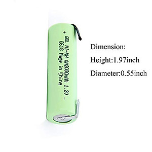 QBLPOWER NiMh 1.2V AA 2000mAh Razor Shaver Battery with Solder tab for Shaver (2pcs)