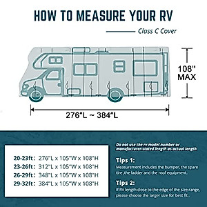 KING BIRD Upgraded Class C RV Cover, Extra-Thick 5 Layers Anti-UV Top Panel, Durable Camper Cover, Fits 29'- 32' Motorhome -Breathable, Watertight, Rip-Stop with 2Pcs Extra Straps & 4 Tire Covers