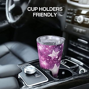 Tangopi Purple Glitter Stars 20 oz Tumbler with Lid and Straw Insulated Travel Coffee Mug Reusable Spill Proof Coffee Cups Stainless Steel Water Bottle for Hot and Cold Drinks