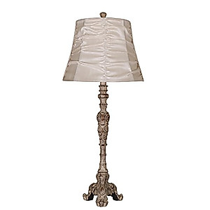 Elegant Designs LT3301-CRM Antique Style Buffet Table Lamp with Cream Ruched Shade