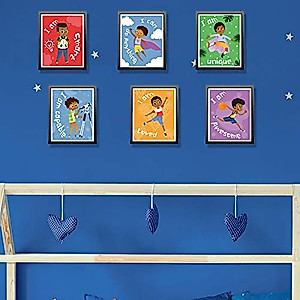 Set of 9 Boys Room Bedroom Decor Black Boy Wall Decoration Art Decor Motivational Black Boy Posters Wall Decorations Motivational Wall Decor Art for Tween Boys Room (Unframed, 8 x 10 Inch)