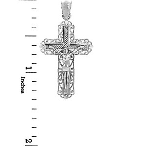 Religious Jewelry 925 Sterling Silver Crucifix Filigree Charm Pendant