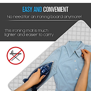 Ironing Mat, Ironing Pad, Iron Mat, Iron Pad, Dryer Top Protector Mats, Magnetic, Portable, Blanket Cover for Table Top, Countertop, Washer, Travel, Quilting, Grey, Wide, Thick, 33 x 17 Inches
