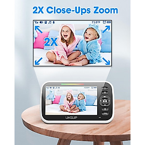 Baby Monitor with 4 Cameras and Audio - 5” Display Video Baby Monitor with 30 Hours Battery Life, Remote Pan & Tilt, 2X Zoom,Auto Night Vision, 2 Way Talk, Temperature Sensor,Lullabies,960 Feet Range