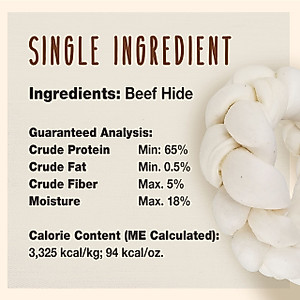 Cadet Premium Grade Beef Hide for Dogs, Long Lasting Rawhide Donut Bone, Single Ingredient Dog Chews, 8 Inch (1 Count)