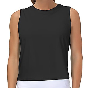 Ice Silk Workout Tops for Women Quick Dry Muscle Gym Running Shirts Sleeveless Flowy Yoga Tank Tops (Black, Small)