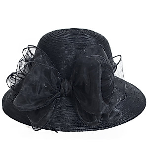 Ascot Kentucky Church Derby Bowler Cloche Hat Bowknot Organza Bridal Dress Cap S051 (1 Black)