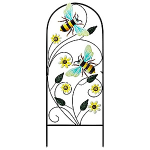 MEETYAMOR 34 Inch Decorative Garden Stakes, Outdoor Garden Decor Metal Flower Bees Spring Gardening Decor Art Yard Signs, Outdoor Decorations for Patio Outside Yard Lawn