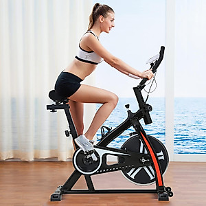 Exercise Bike Recumbent Cycling Bike Indoor Cycle Stationary Workout Equipment with Multi-Speed Adjustment of Resistance and Pulse LCD Display for Home Office