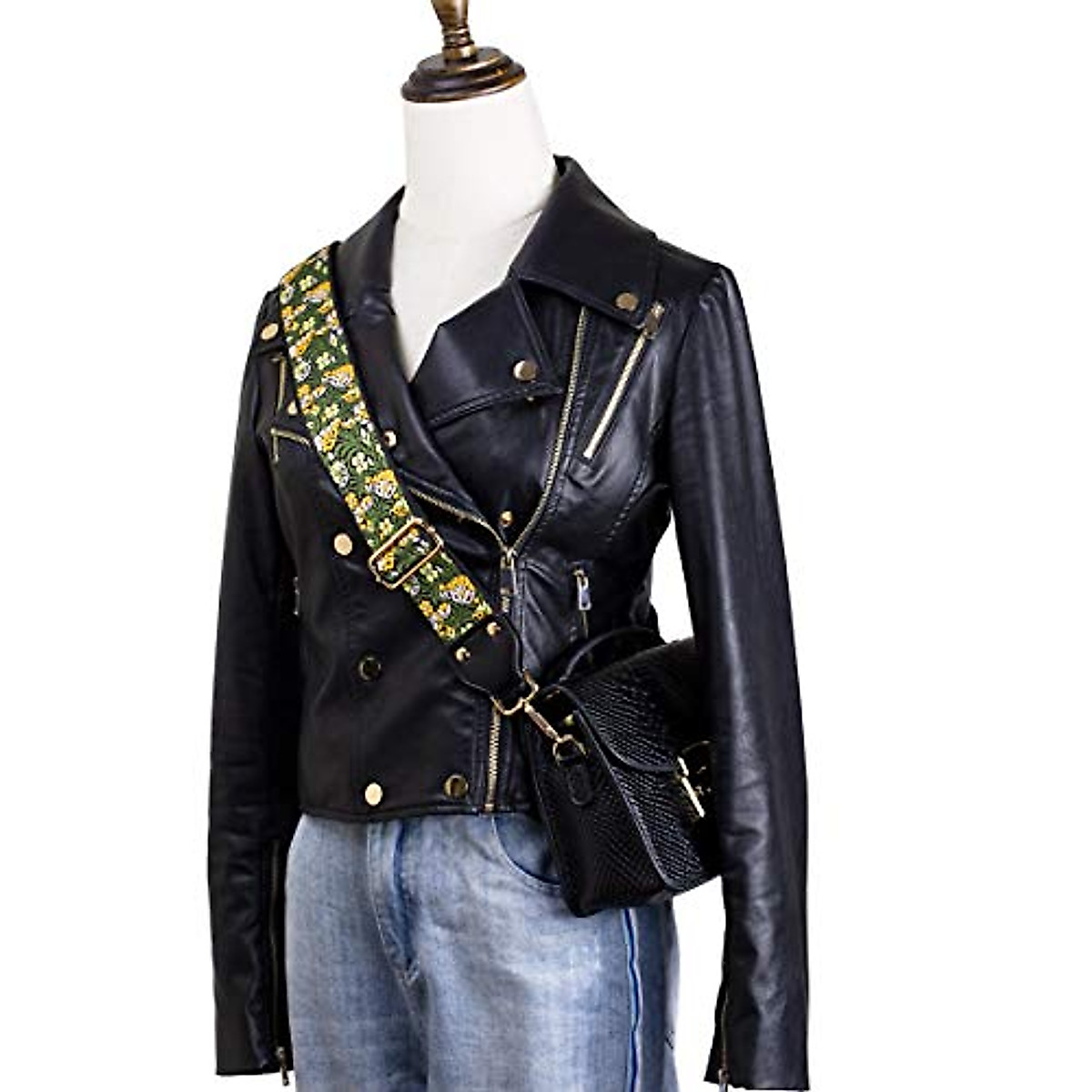 Allzedream Adjustable Guitar Style Purse Strap Replacement Crossbody Bags Jacquard Weave Embroidered (Autumn)