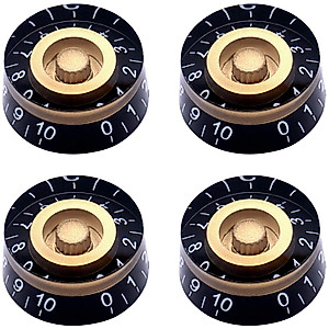 Taiss 4Pcs Guitar Knobs,Amber Top Hat Knobs Electric Guitar Bass Speed Control Knobs Volume Tone Control Knobs Fits 6mm/0.24" Rotary Shaft Musical Instruments and Radios Parts Replacement KNOB-S32