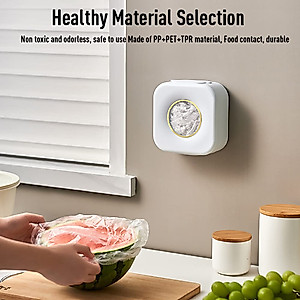 Elvaesther Wall Wrap Storage Box Dispenser, Plastic Fresh Keeping Bag Storage Box Wall Mounted Cling Film Storage Box with 300 Food Cling Film Removable Cling Film Box