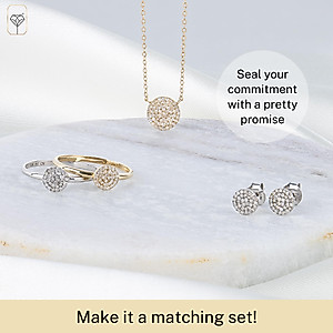 MAX + STONE 10K Gold Diamond Necklace for Women | Round Solitaire Diamond Pendant Necklace for Women | Real Gold Diamond Cluster Necklace with 18” Cable Chain