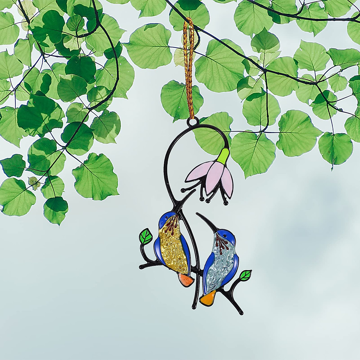 BESTOYARD Metal Wind Chimes Blue Hummingbird Pendant Metal Sun Visor Bird Series Bird Series Sculpture Pendant