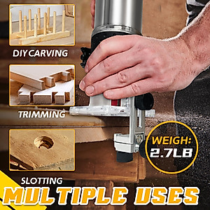 800W Cordless Wood Router Compatible With Dewalt 20V Battery,byczone 30000RPM Brushless Motor Router Attach 12PCS 1/4" Router Bits,6 Speeds Hand Trim Router,(NO Battery)