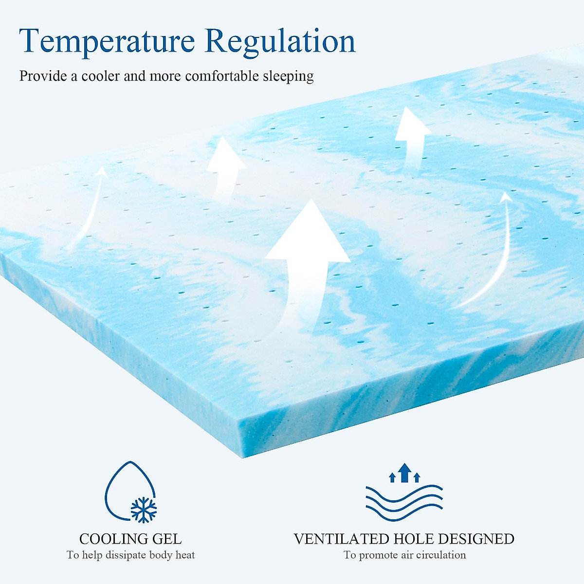 Mattress Topper Queen - 2 Inch Memory Foam Mattress Topper Queen Cooling Gel Infusion CertiPUR Certified