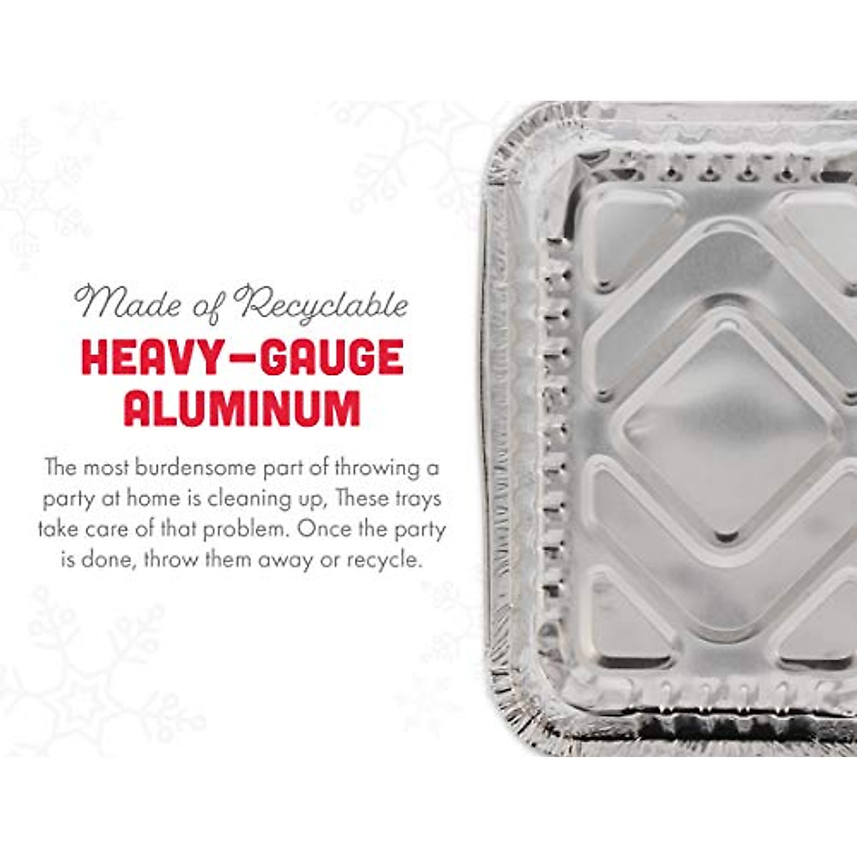 Gia's Kitchen Disposable Aluminum Pans with Lids, 24 Piece, Set of 12 - Heavy Duty Foil Pans with Lids Perfect for Leftovers, Holiday Treats, Gift Giving - Winter Friends Foil Container Rectangular