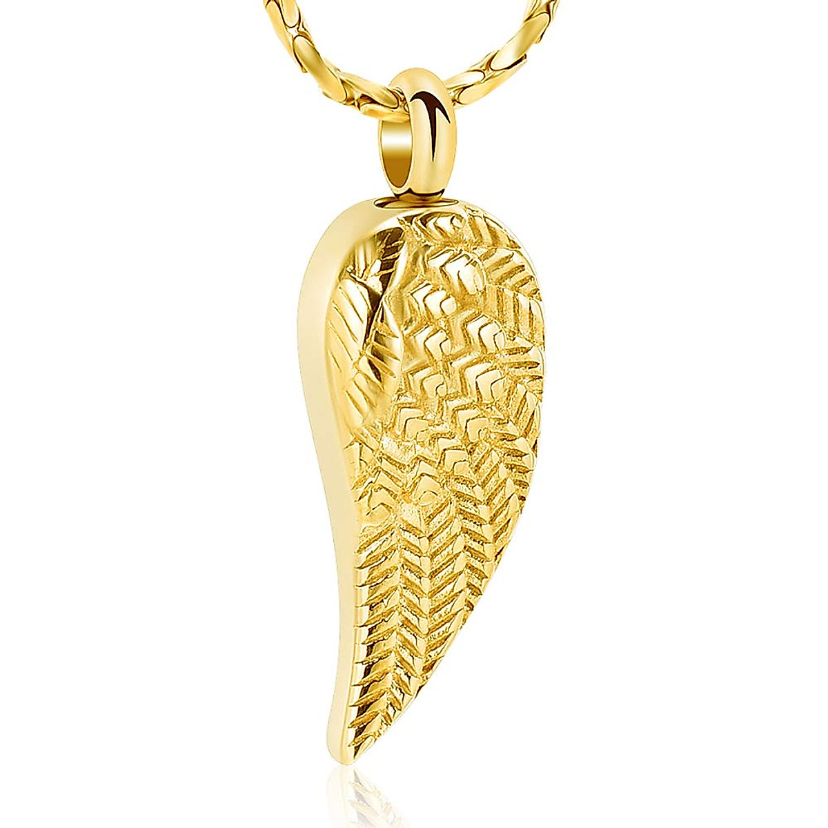 Imrsanl Angel Wings Cremation Jewelry for Ashes Pendant Stainless Steel Keepsake Memorial Urn Necklace for Human/Pets (Gold)