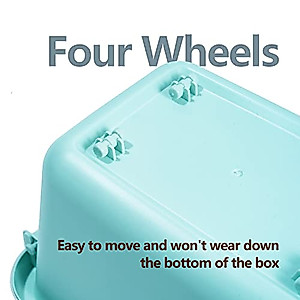 OMNISAFE 3.5Qt Lidded Home Plastic Storage Box/Bins, Tote Stackable Toy Container with Secure Latching Buckles and Gray Durable Lid (4-Pack, Blue)