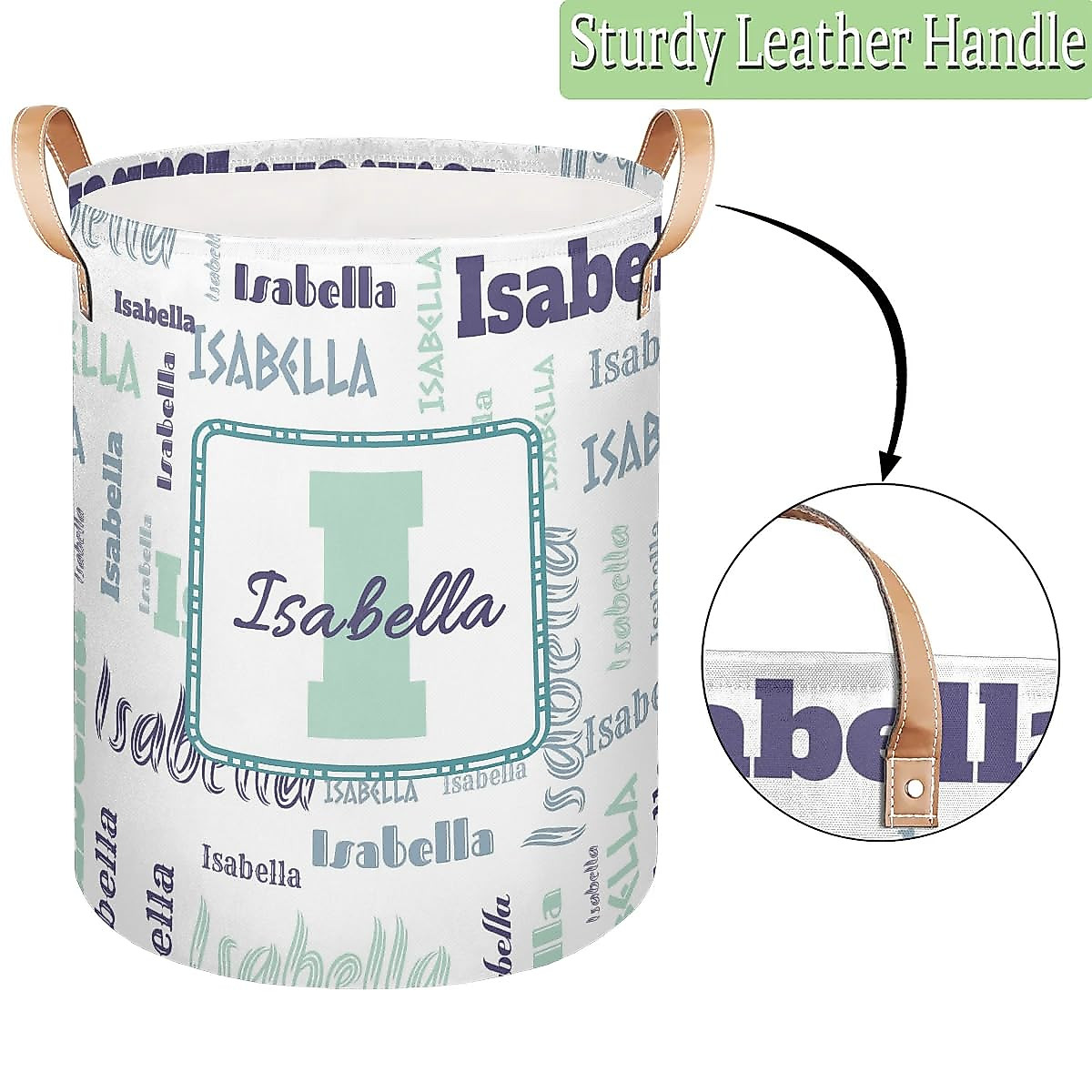 Colorful Name Custom Name Laundry Hamper for Family, Personalzied Name Waterproof Laundry Basket with Handles, Dirty Clothes Hamper with Text for Bedroom