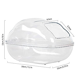 BUCATSTATE Sand Bath Container for Hamster Large Transparent Hamster Toilet with Scoop Dwarf Sandbox Dust Bathtub Small Animals Bathroom Hamster Cage Accessories (Transparent, Large)