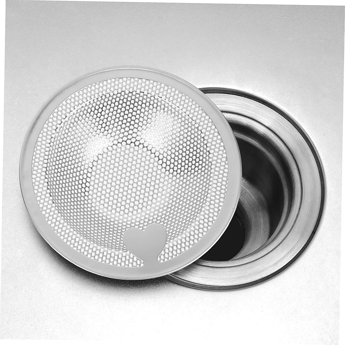 Veemoon 3pcs Drain Filter Kitchen Sink Parts Bathroom Drain Cover Kitchen Sink Garbage Strainer Tub Accessories for Bathtub Mesh Strainer Outlet Screws Heart Stainless Steel Slag Separator