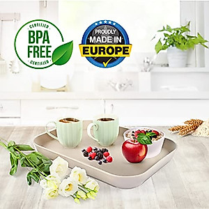 Mueller Serving Tray Reversible European Made Serving Platter, 2in1, Grill Accessories Rectangular Non-Slip Tray, Shatter-Proof, Non-Toxic, for Coffee Table, Kitchen, Outdoors, Dishwasher Safe, Beige